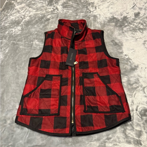 Rachel | Jackets & Coats | Rachel Red And Black Plaid Vest | Poshmark